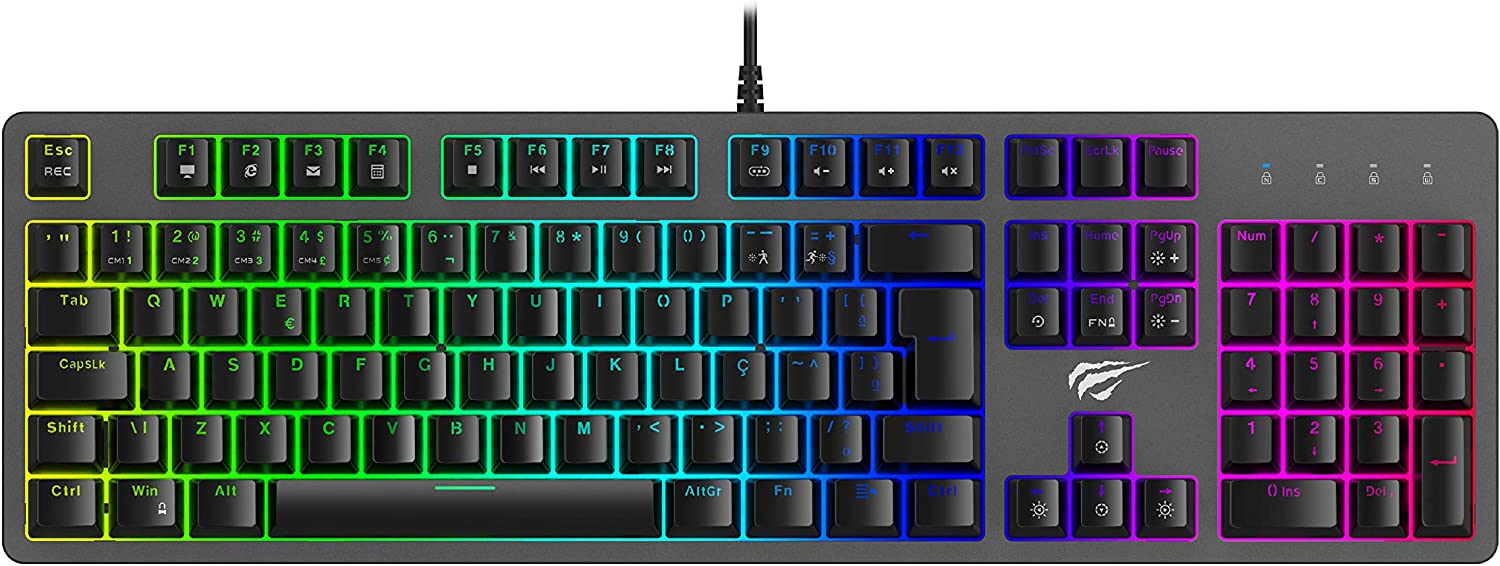 Oferta Relâmpago | Teclado Mecânico LED RGB, Havit, KB492L, Abnt2 ...